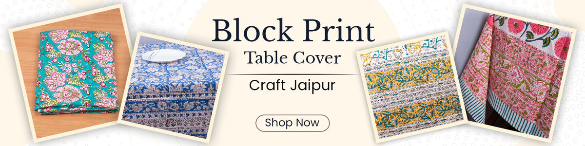 Buy Block Print Table Cover, Dinning Table Cloth - CraftJaipur
