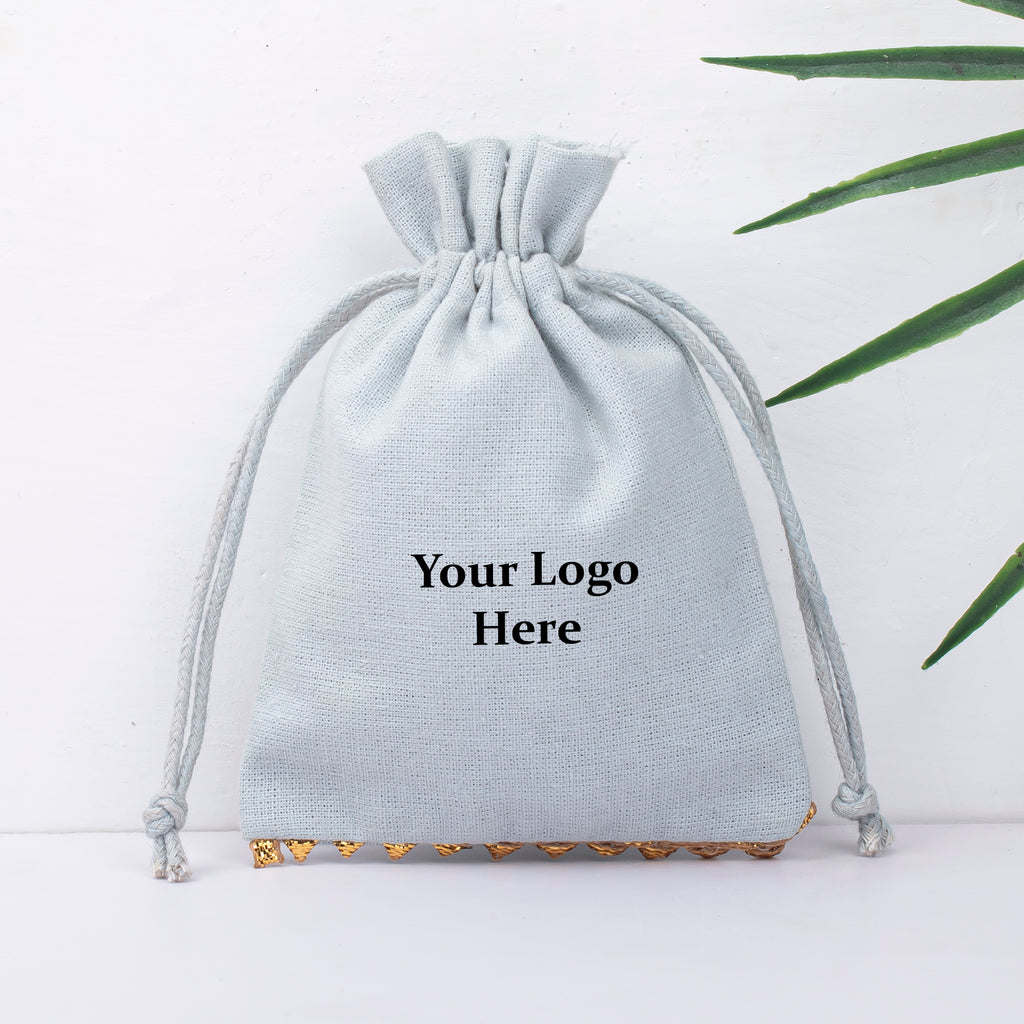 Light Grey Bottom Lace Custom Jewelry Packaging Pouch – CraftJaipur