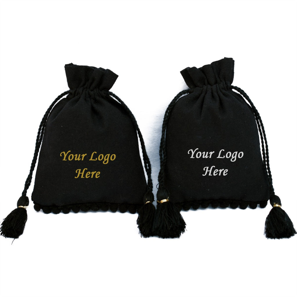 Buy Personalized Black Small Jewelry Drawstring Pouches Bags – CraftJaipur